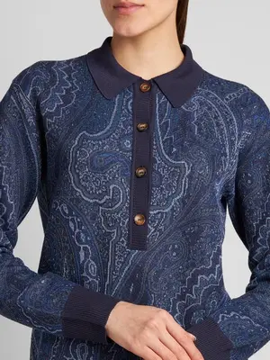 Etro Paisley Knit Polo Top