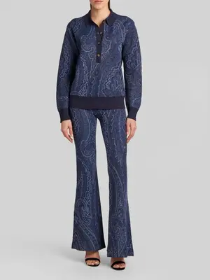 Etro Paisley Knit Polo Top