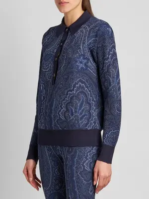 Etro Paisley Knit Polo Top