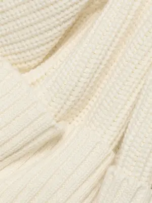 IF ONLY STUDIO Off-the-shoulder Rib-knit Cotton-wool Sweater - Ivory