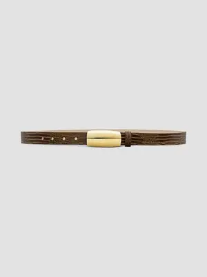 L'Agence Marlowe Lizard-embossed Leather Belt - Cognac Lizard