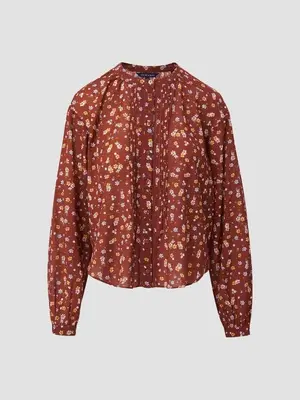 Veronica Beard Lollie Floral Pintuck Blouse