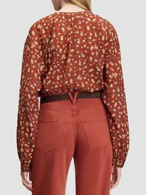 Veronica Beard Lollie Floral Pintuck Blouse