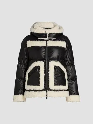 MERCER COLLECTIVE Faux-shearling-trim Down Puffer Coat - Black