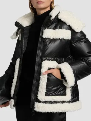 MERCER COLLECTIVE Faux-shearling-trim Down Puffer Coat - Black