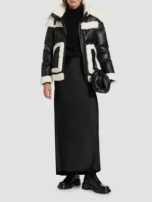 MERCER COLLECTIVE Faux-shearling-trim Down Puffer Coat - Black