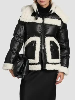 MERCER COLLECTIVE Faux-shearling-trim Down Puffer Coat - Black