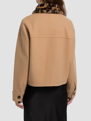 IF ONLY STUDIO Leopard-print Collar Faux-wool Jacket