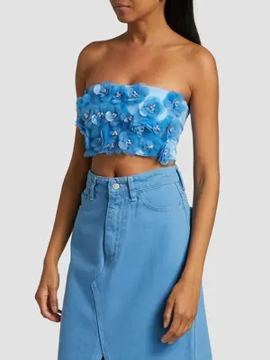 MARIANDREE GAITAN Emily Embellished Flower Bandeau Crop Top