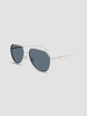 Bottega Veneta Light Ribbon 60mm Pilot Metal Sunglasses - Silver Blue