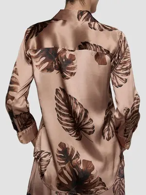 L'Agence Dani Floral Silk Shirt - Hazelnut Multi Large