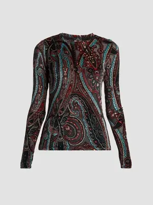 Etro Velvet Paisley Sheer Top