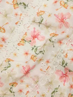 IF ONLY STUDIO Floral Crochet-trim Midi-skirt