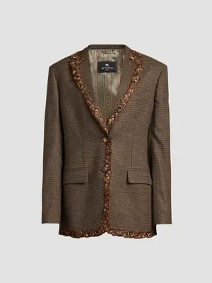 Etro Feather-trimmed Wool Blazer