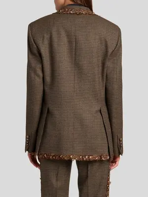 Etro Feather-trimmed Wool Blazer