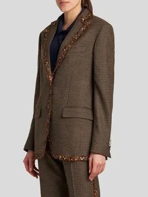 Etro Feather-trimmed Wool Blazer