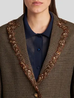 Etro Feather-trimmed Wool Blazer