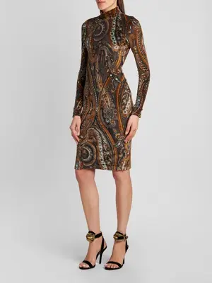 Etro Velvet Paisley Sheer Knee-length Dress - Multi