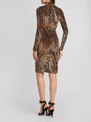 Etro Velvet Paisley Sheer Knee-length Dress - Multi