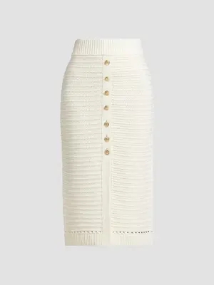 TOCCIN Tani Cotton Knit Button-front Midi-skirt