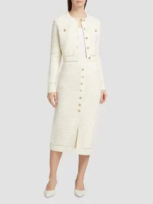 TOCCIN Tani Cotton Knit Button-front Midi-skirt