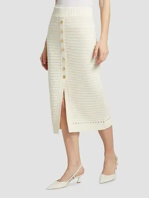 TOCCIN Tani Cotton Knit Button-front Midi-skirt
