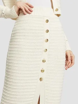 TOCCIN Tani Cotton Knit Button-front Midi-skirt