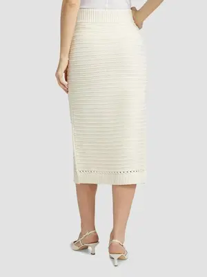 TOCCIN Tani Cotton Knit Button-front Midi-skirt