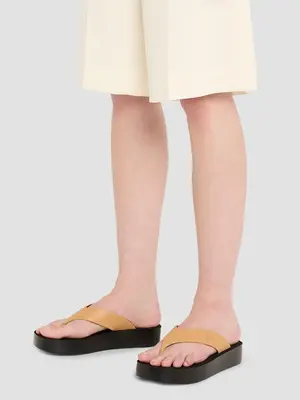 Tory Burch Logo-medallion Leather Platform Flip-flops