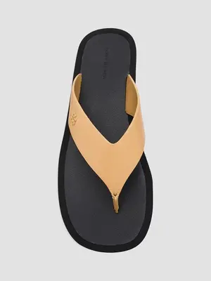 Tory Burch Logo-medallion Leather Platform Flip-flops