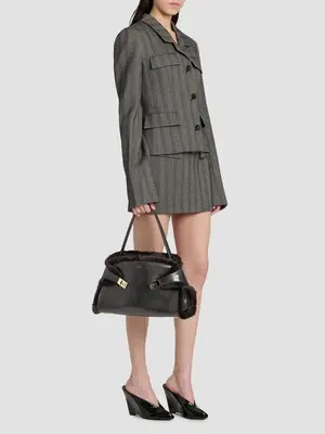 FERRAGAMO Medium Hug Leather & Shearling Tote Bag