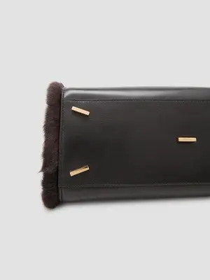 FERRAGAMO Medium Hug Leather & Shearling Tote Bag