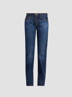 Etro Studded Slim Mid-rise Jeans