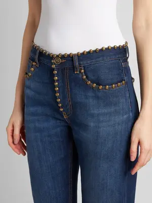Etro Studded Slim Mid-rise Jeans
