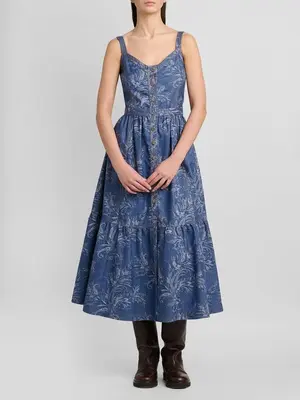 Etro Paisley Denim Midi Dress