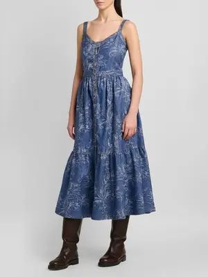 Etro Paisley Denim Midi Dress