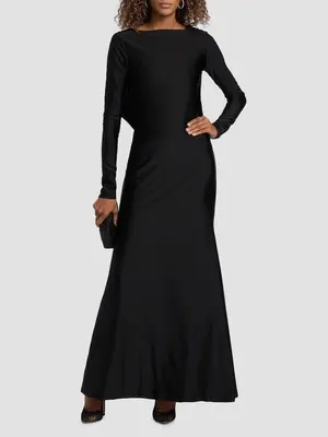 MARIANDREE GAITAN Naomi Draped Cowl-back Floor-length Gown