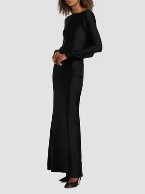 MARIANDREE GAITAN Naomi Draped Cowl-back Floor-length Gown