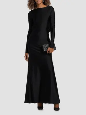 MARIANDREE GAITAN Naomi Draped Cowl-back Floor-length Gown