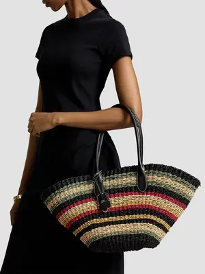 Polo Ralph Lauren Bellport Striped Raffia Tote Bag