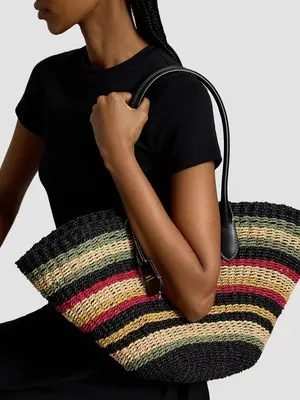 Polo Ralph Lauren Bellport Striped Raffia Tote Bag