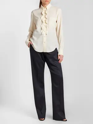 Etro Ruffle Placket Silk-blend Shirt
