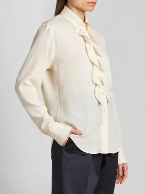Etro Ruffle Placket Silk-blend Shirt