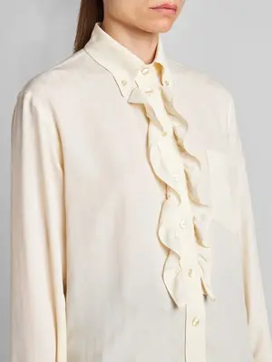 Etro Ruffle Placket Silk-blend Shirt