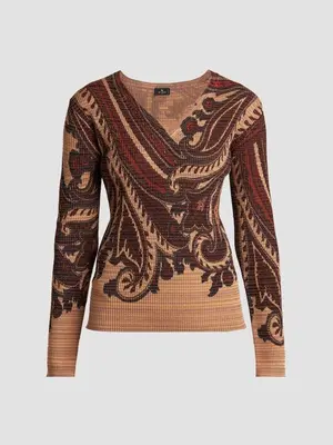 Etro Stamped Paisley V-neck Top