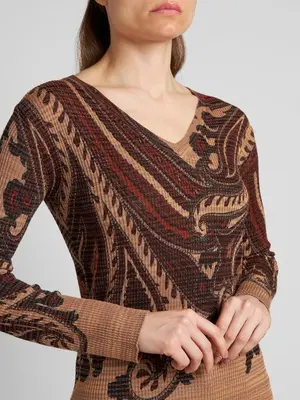 Etro Stamped Paisley V-neck Top