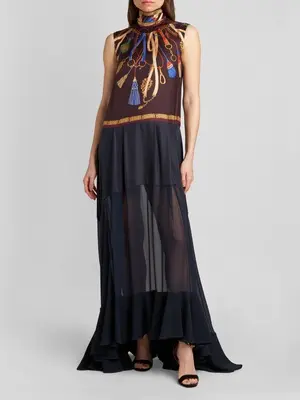 Etro Strap Print Silk Gown