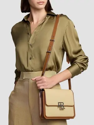 Ralph Lauren Rl Cotton & Leather Crossbody Bag