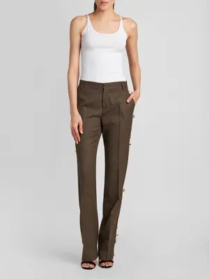 Etro Feather Striped Wool Trousers