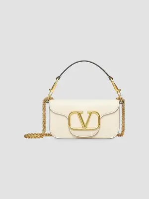 Valentino Garavani Locò Small Shoulder Bag In Calfskin - Light Ivory